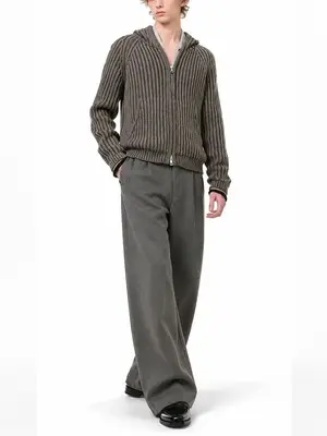 Our Legacy Maglia In Lana Merino Con Zip E Cappuccio - Grey