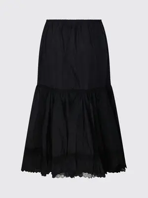 GANNI Taffeta Full Midi Skirt With Lace Inserts And High Waist