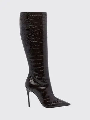 Paris Texas Vera Knee-high Boots In Croc-embossed Leather With Stiletto Heel