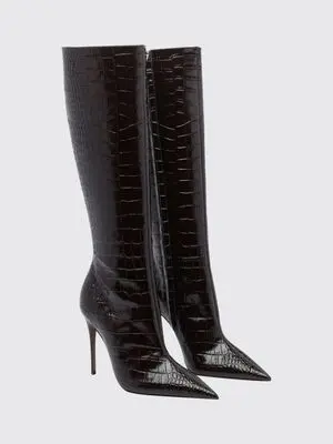 Paris Texas Vera Knee-high Boots In Croc-embossed Leather With Stiletto Heel