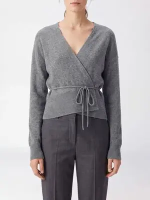 Extreme Cashmere Cashmere-blend Wrap Cardigan With V-neck And Belt - Grey