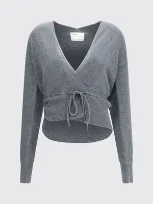 Extreme Cashmere Cashmere-blend Wrap Cardigan With V-neck And Belt - Grey