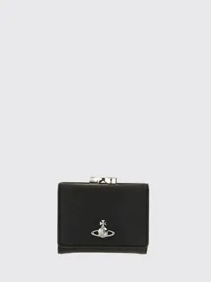 VIVIENNE WESTWOOD Tri-fold Wallet In Saffiano Leather With Orb Logo - Black