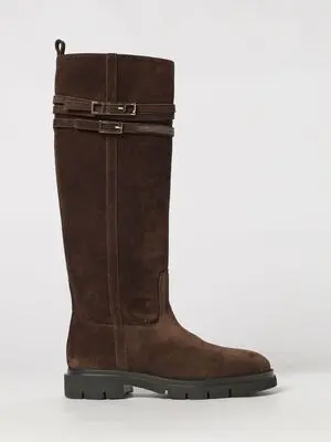 Fabiana Filippi Suede Leather Knee-high Boots With Lug Sole And Round Toe