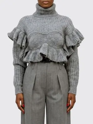 Elisabetta Franchi Ruffle-detail Mohair Blend Turtleneck Jumper - Grey