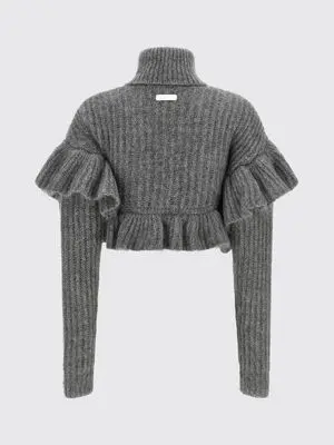 Elisabetta Franchi Ruffle-detail Mohair Blend Turtleneck Jumper - Grey