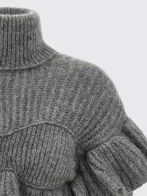 Elisabetta Franchi Ruffle-detail Mohair Blend Turtleneck Jumper - Grey