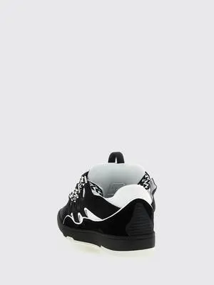 LANVIN Curb Suede And Mesh Low-top Trainers In A Bicolour Design - White 1