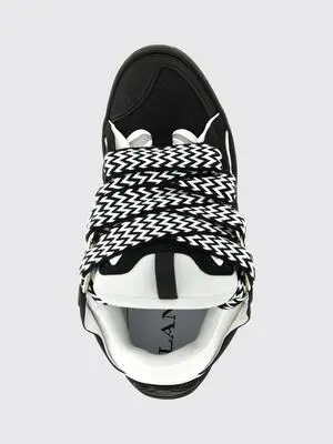 LANVIN Curb Suede And Mesh Low-top Trainers In A Bicolour Design - White 1