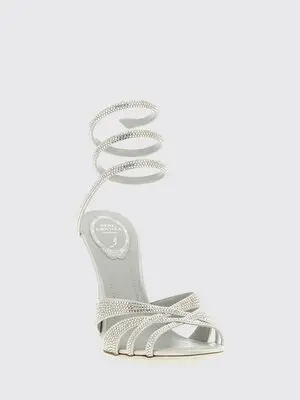 Rene Caovilla High-heeled Satin Sandals With Rhinestone-covered Snake Strap