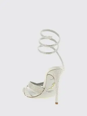 Rene Caovilla High-heeled Satin Sandals With Rhinestone-covered Snake Strap