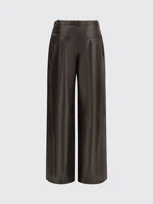 ARMA Smooth Lambskin Leather Mid-rise Wide-leg Trousers - Coffee