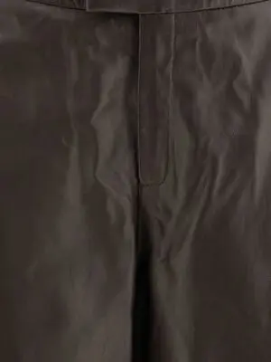 ARMA Smooth Lambskin Leather Mid-rise Wide-leg Trousers - Coffee