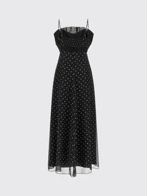 Zimmermann Polka-dot Crêpe Midi Dress With Square Neckline And Waist Bow - Black