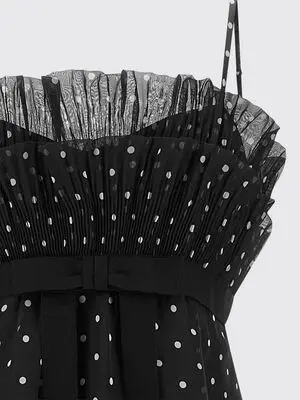 Zimmermann Polka-dot Crêpe Midi Dress With Square Neckline And Waist Bow - Black