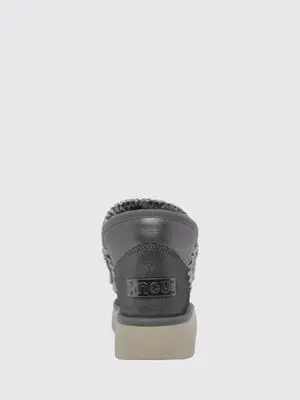 Mou Bounce Bicolour Sheepskin Ankle Boots With Wool Lining - Silver