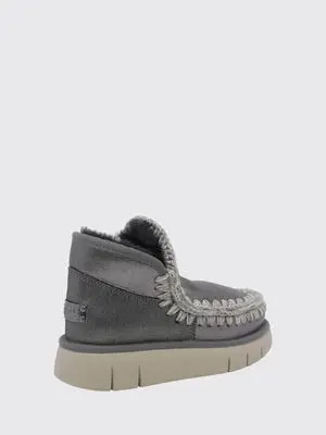 Mou Bounce Bicolour Sheepskin Ankle Boots With Wool Lining - Silver
