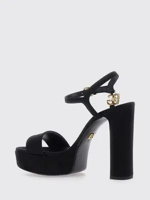 Dolce & Gabbana Suede High-heel Platform Sandals With Dg Monogram - Black