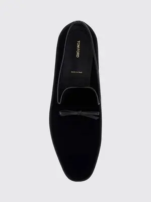 TOM FORD Velvet Loafers With Bow And Pointed Toe