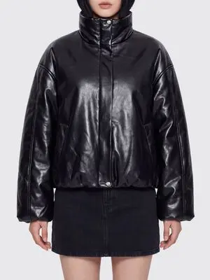 ANINE BING Cyrus Regenerated Leather Bomber Jacket With A Relaxed Fit - Black
