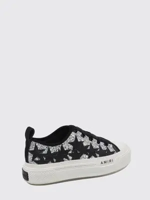 Amiri Stars Court Leather And Mesh Sneakers With Star Motif And Platform Sole - Grey