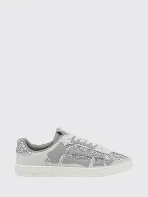 Amiri Low-top Sneakers In Calfskin And Glitter Mesh With Embroidery