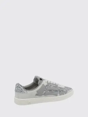 Amiri Low-top Sneakers In Calfskin And Glitter Mesh With Embroidery