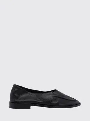 Hereu Juliol Grained Leather Ballet Flats With Round Toe And Raised Apron - Black