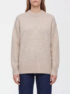 BY MALENE BIRGER Relaxed Fit Wool Crewneck Jumper With Dropped Shoulders - Beige