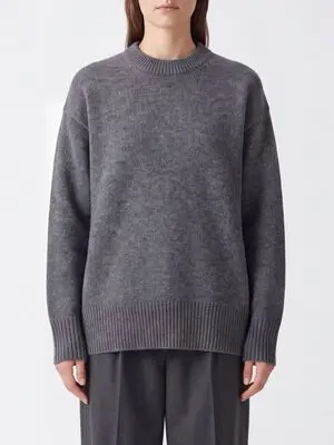 BY MALENE BIRGER Relaxed Fit Wool Crewneck Jumper With Dropped Shoulders - Grey