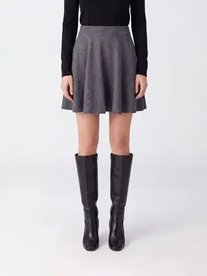 BY MALENE BIRGER Wool Knit Flared Mini Skirt With High Elasticated Waist