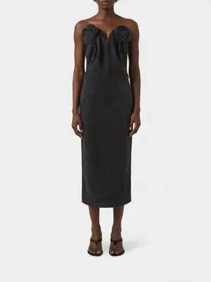 Magda Butrym Draped Silk Long Evening Gown With Sweetheart Neckline