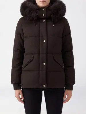 MOORER Attica Short Quilted Down Jacket With Hood And Fur Collar