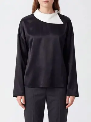 RÓHE Crew Neck Viscose Satin Blouse With Long Sleeves And Dropped Shoulders