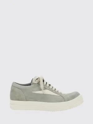 Rick Owens Vintage-style Striped Linen And Suede Low-top Sneakers - Grey