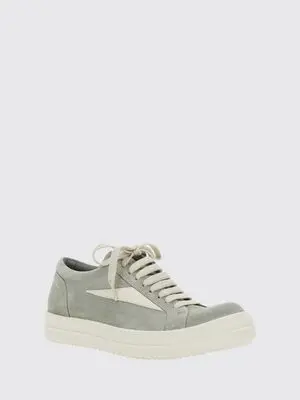Rick Owens Vintage-style Striped Linen And Suede Low-top Sneakers - Grey