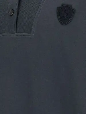 Brunello Cucinelli Cotton Polo Sweatshirt With Applied Crest Patch - Blue
