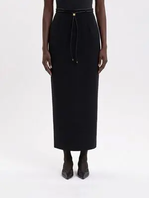 Agnona High-waisted Wool Midi Pencil Skirt With Adjustable Belt