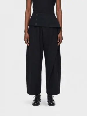 Issey Miyake High-waisted Cotton-blend Wide-leg Trousers With Belt Loops