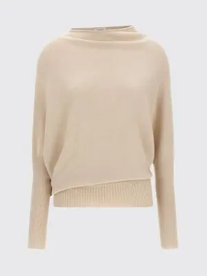 Agnona Long-sleeved Crewneck Jumper In Pure Cashmere With Ribbed Trims