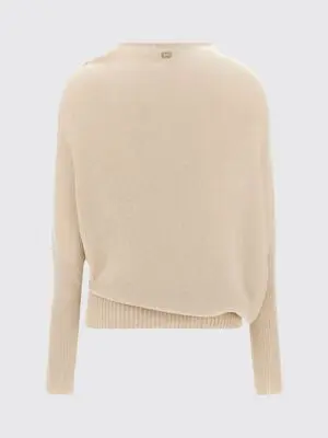Agnona Long-sleeved Crewneck Jumper In Pure Cashmere With Ribbed Trims