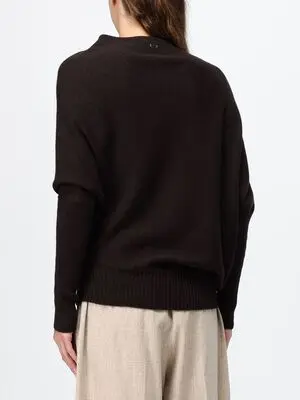 Agnona Long-sleeved Crewneck Jumper In Pure Cashmere With Ribbed Trims