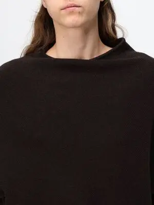 Agnona Long-sleeved Crewneck Jumper In Pure Cashmere With Ribbed Trims