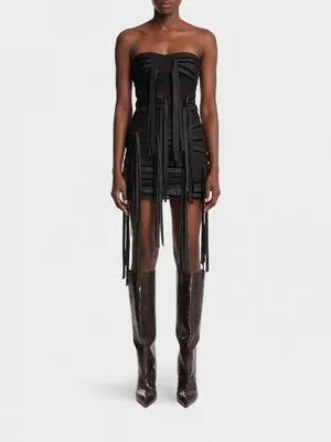 Attico Off-the-shoulder Corset Mini Dress With Sweetheart Neckline - Black