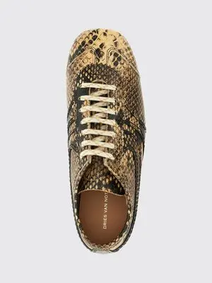 Dries Van Noten Python-print Calfskin Leather Low-top Sneakers - Beige