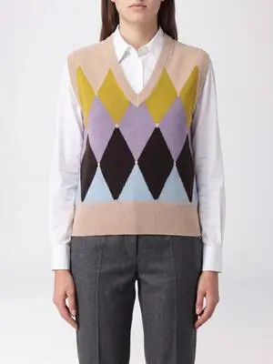 BALLANTYNE Argyle Pattern 100% Cashmere V-neck Knit Vest
