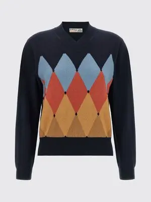 BALLANTYNE Argyle Pattern 100% Cashmere V-neck Jumper