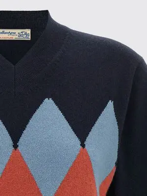 BALLANTYNE Argyle Pattern 100% Cashmere V-neck Jumper
