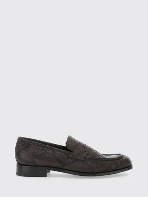 LIDFORT Python-print Cowhide Leather Penny Loafers