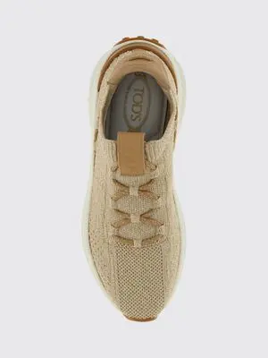 TOD'S Knit Fabric And Leather Low Top Trainers With Rubber Lug Sole